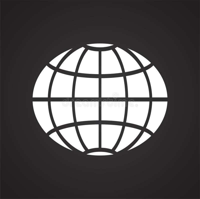 Globe Icon on Black Background for Graphic and Web Design, Modern ...