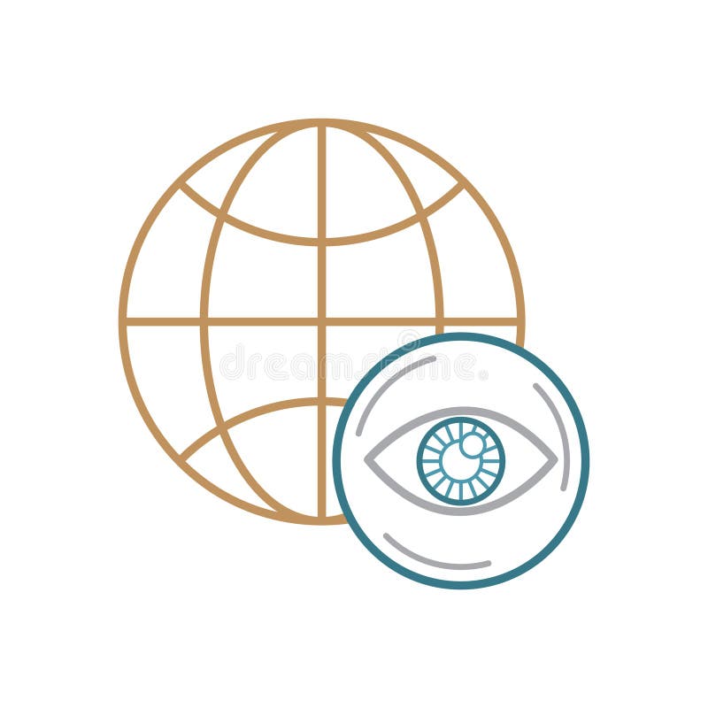 A Globe Icon with Eye Illustration. Stock Vector - Illustration of ...