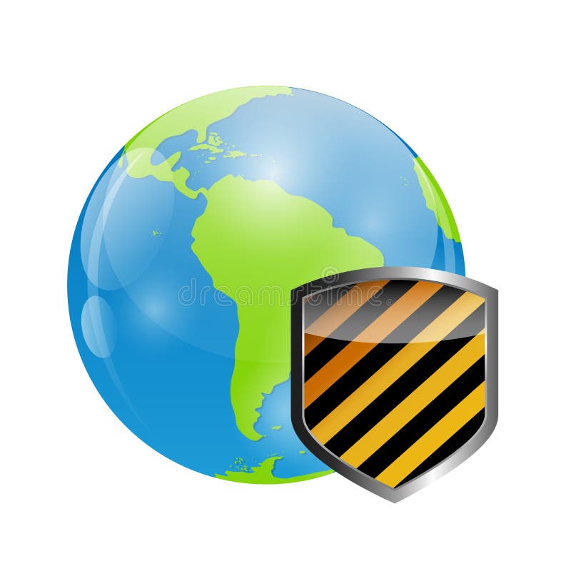 Globe shield vector icon stock vector. Illustration of protect - 121018697