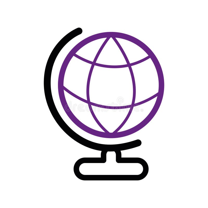 Globe Icon with Purple Continents and Black Stand Vector Stock Vector ...