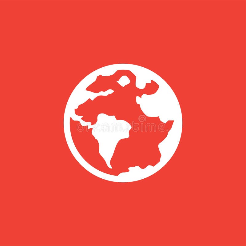 Globe Icon on Red Background. Red Flat Style Vector Illustration Stock ...