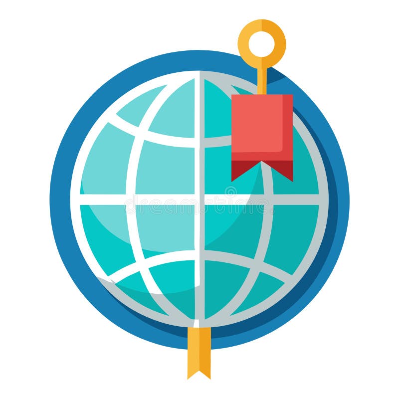 Globe Icon with Red and Yellow Flags, Global Communication ...