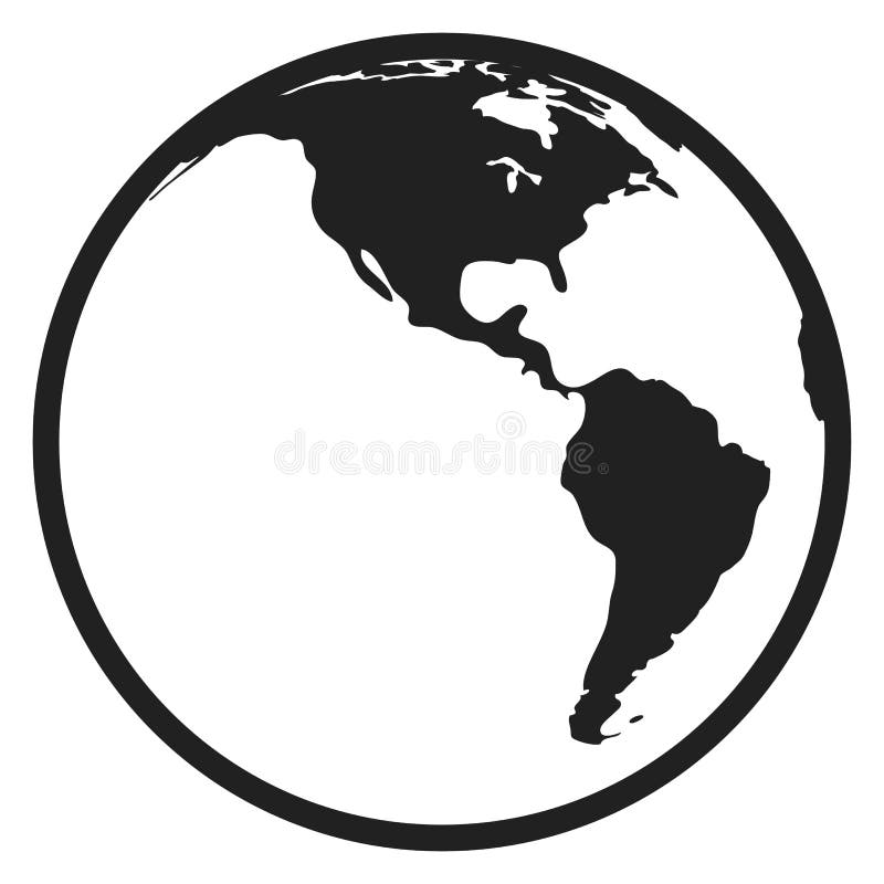 Globe Icon. Round Map with American Continents Stock Vector ...