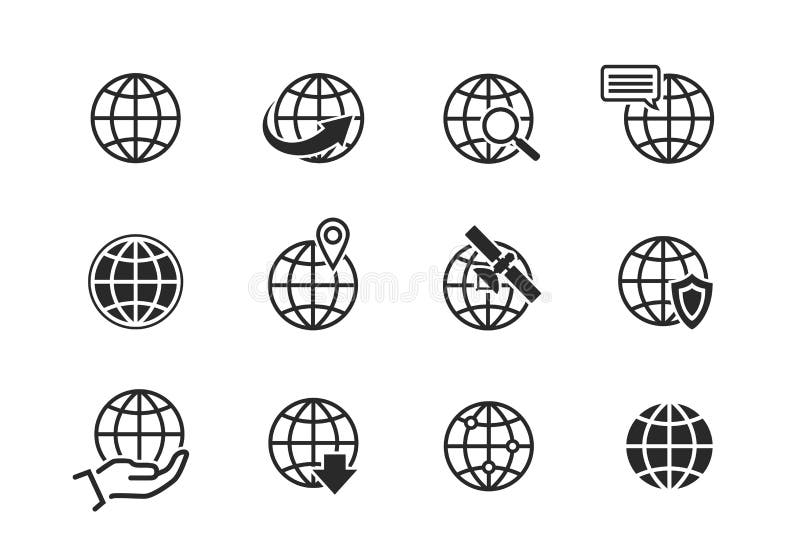 Globe Icon Set. Globe Earth Vector Icons for Web Stock Vector ...