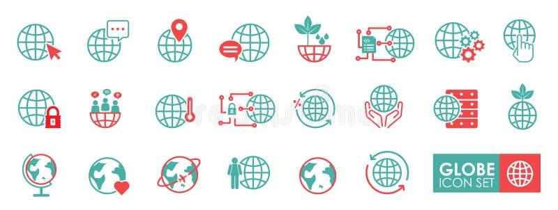 Globe Icon Set. Elements for Mobile Concept and Web Apps Development ...