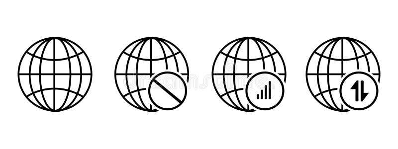 Globe Icon Set for an Internet Connection. Network Connection Status ...
