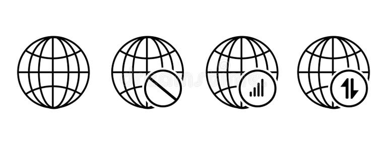 Globe Icon Set for an Internet Connection. Network Connection Status ...
