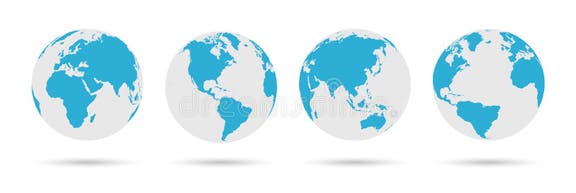 Globe Icon Set - Round World Map Vector Flat Stock Illustration ...