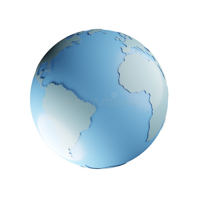 Globe Icon with Smooth Shadows and Blue Map of the Continents of the ...
