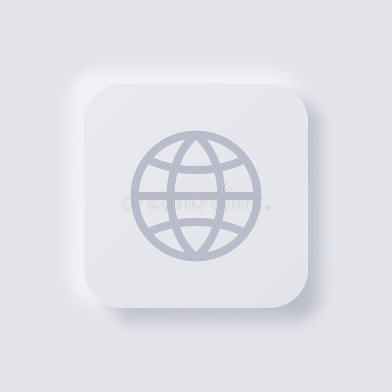 Globe Icon, White Neumorphism Soft UI Design for Web Design. Stock ...
