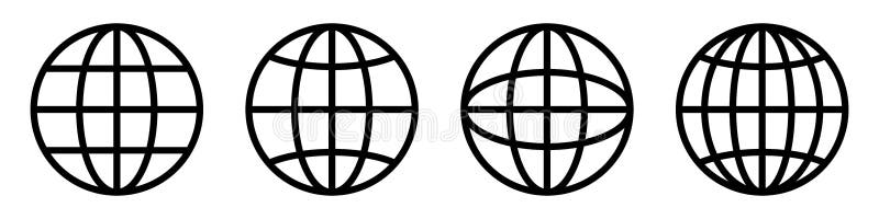 Globe Icons Set. World Symbol. Planet Earth in Circle. Outline Globe ...