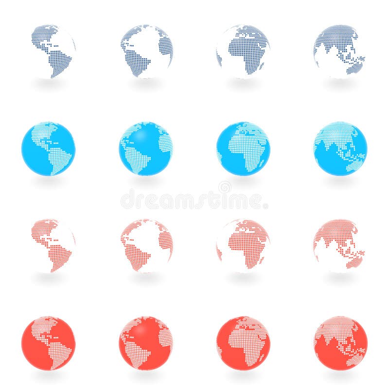 Globe Icons Showing All Continents Stock Illustration - Illustration of ...