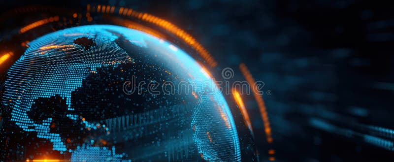 The Globe Illuminated by Digital Connections and Futuristic Technology ...