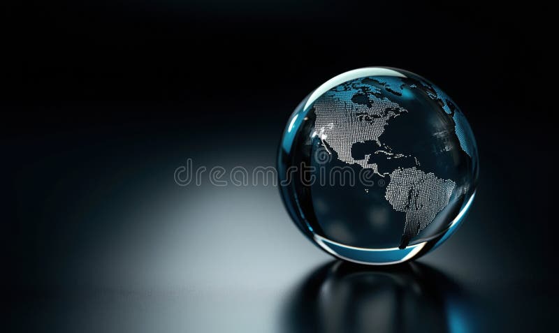Globe with Illuminated Map of North and South America in a Glass Sphere ...