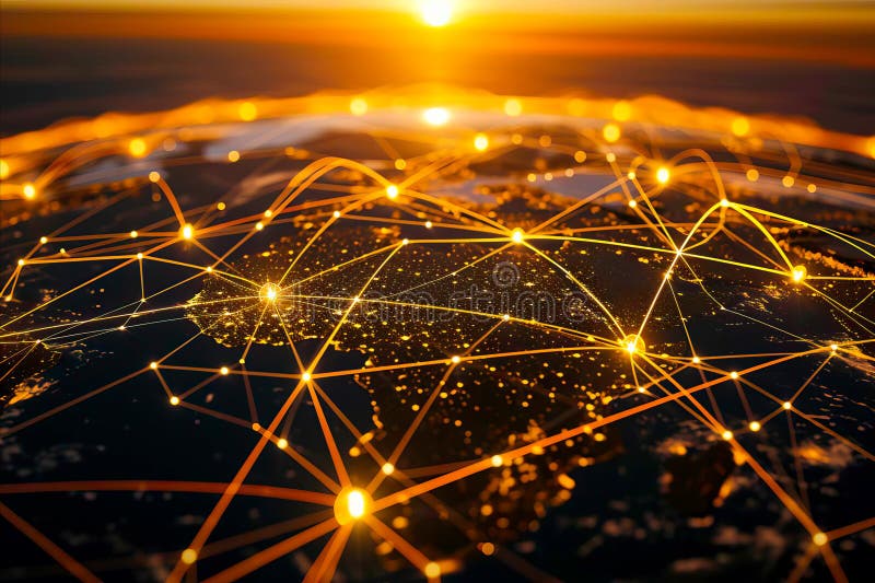 Globe Illustration with Internet Network Connection Lines. Stock Photo ...