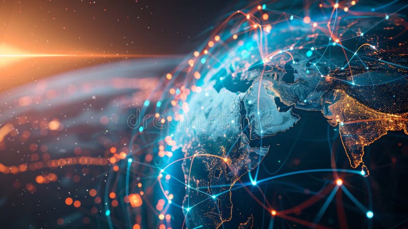 The Globe Immersed in a Seamless Digital Connectivity Matrix Stock ...