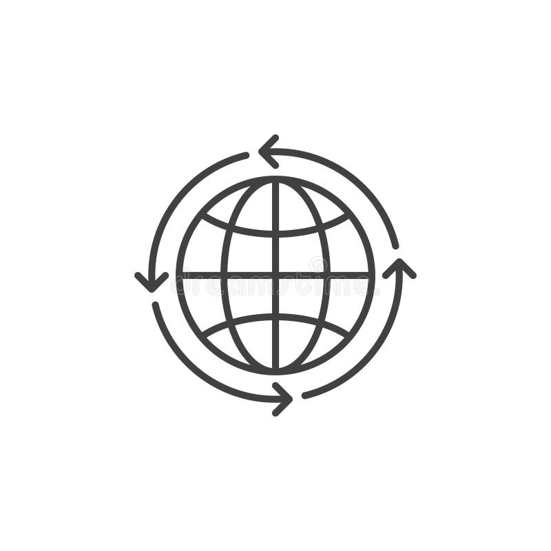 Globe Inside Arrows Vector Concept Line Icon or Symbol Stock ...