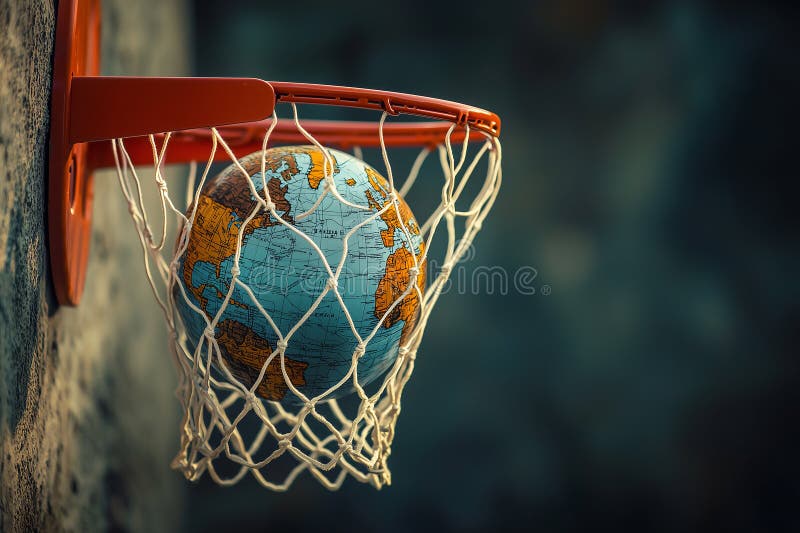 Globe Inside a Basketball Hoop, a Model of the Earth Stock Image ...