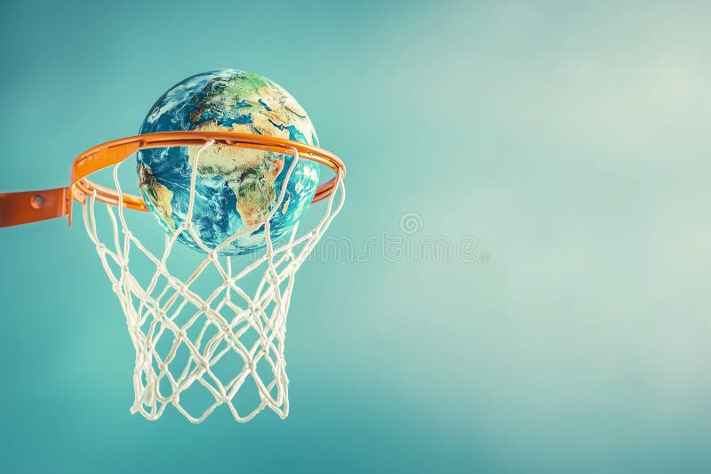 Globe Inside a Basketball Hoop, a Model of the Earth Stock Image ...