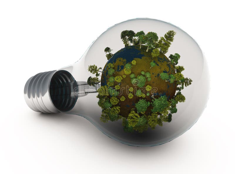 Earth Model in a Light Bulb Stock Illustration - Illustration of ...