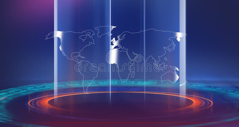 The Globe is Inside an Open Cylinder, with a Pink Glow and Blue Light ...