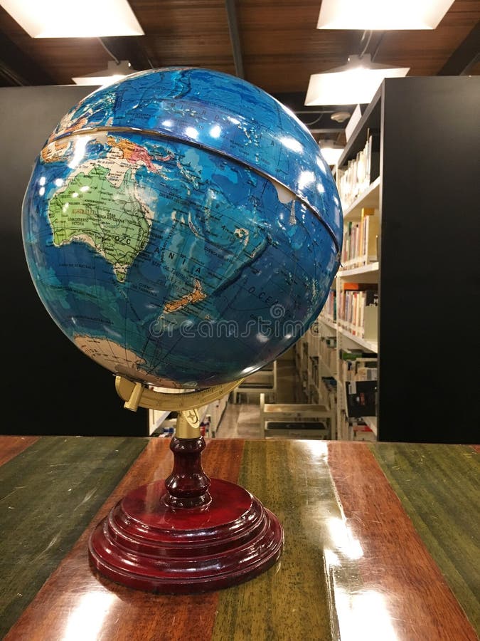 A Globe Inside the Public Library Stock Photo - Image of travel ...