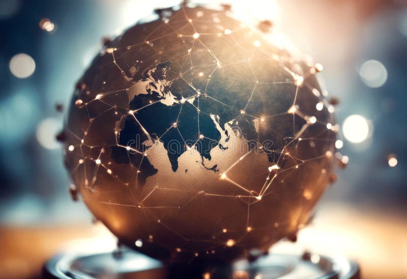 Globe Interconnected Network Abstract Sphere Line Background ...