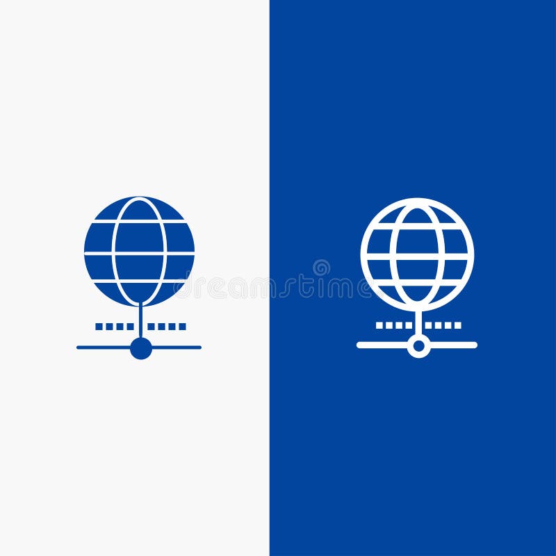 Globe, Internet, Browser, World Line and Glyph Solid Icon Blue Banner ...