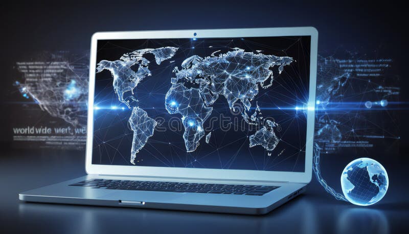 Globe with Internet Interconnect World Wide Web Concept Digital ...