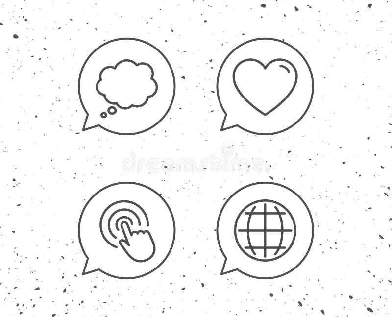 Globe Internet, Speech Bubble And Click Icons. Stock Vector ... Globe Internet, Speech Bubble And Click Icons. Stock Vector ...