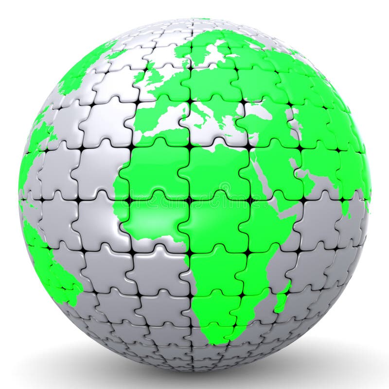 Globe Jigsaw Represents Globalisation World and Puzzle Stock Illustration - Illustration of ...