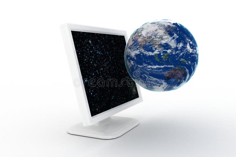 Globe Jumping Out of Pc Monitor Stock Photo - Image of internet ...