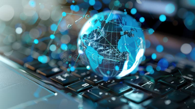 The Globe on Keyboard Concept.AI Generated Image Stock Image - Image of ...