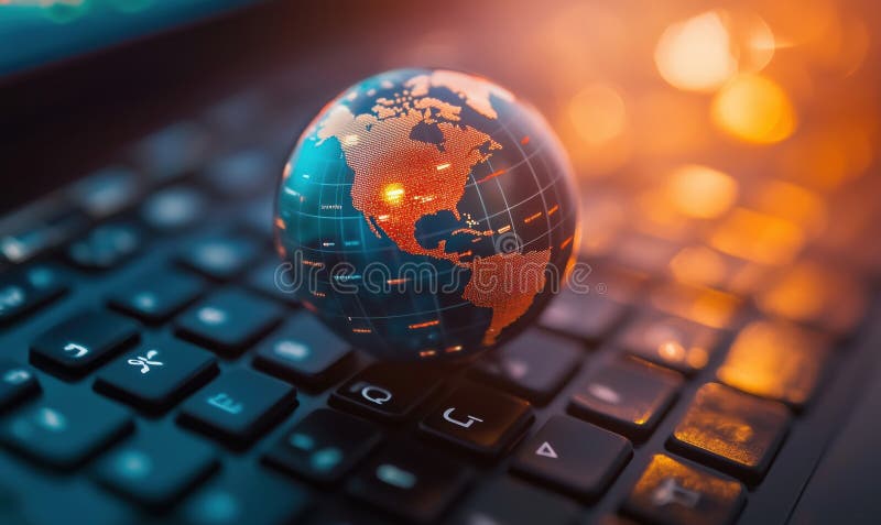 Globe on Keyboard Representing Global Connectivity, Technology, and ...