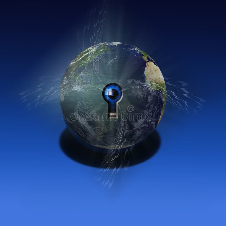 Globe with keyhole stock illustration. Illustration of safety - 263762411