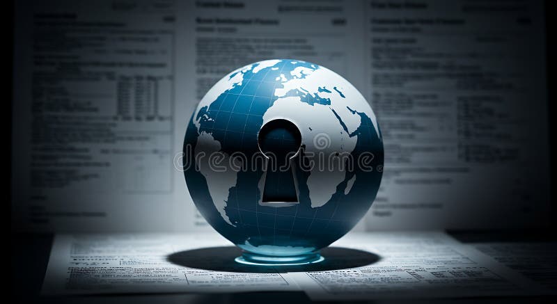Globe with Keyhole Represents Global Security and Access Concepts Stock ...