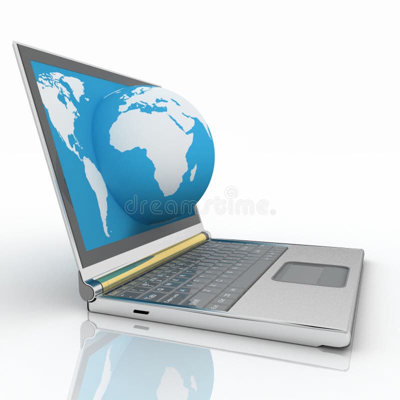 Laptops Around the World stock illustration. Illustration of earth ...