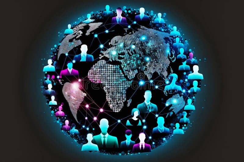 Globe with Large Number of People Displaying Business Concept through ...