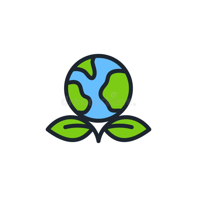 Globe and Leaf Icon in the Concept of Ecology and Environmentalism ...