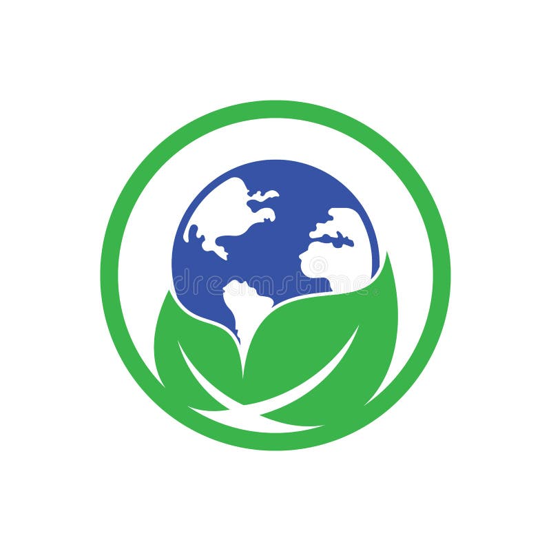 Globe Leaf Logo Icon Vector. Earth and Leaf Logo Stock Vector ...