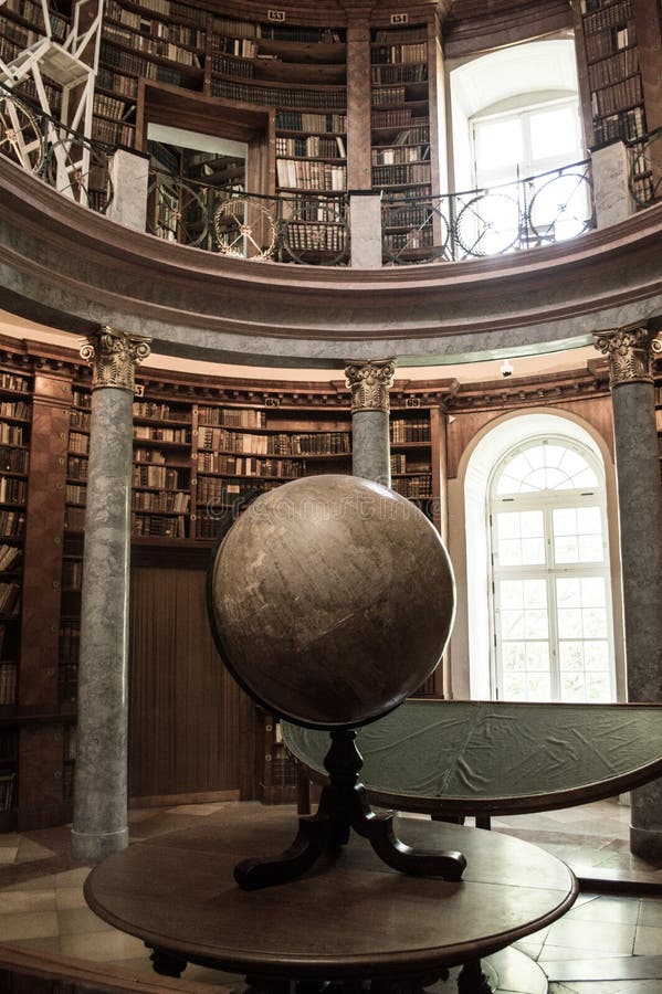 Globe in the library stock photo. Image of architecture - 172116850