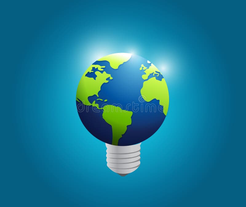 Globe and Light Bulb Illustration Design Stock Illustration ...