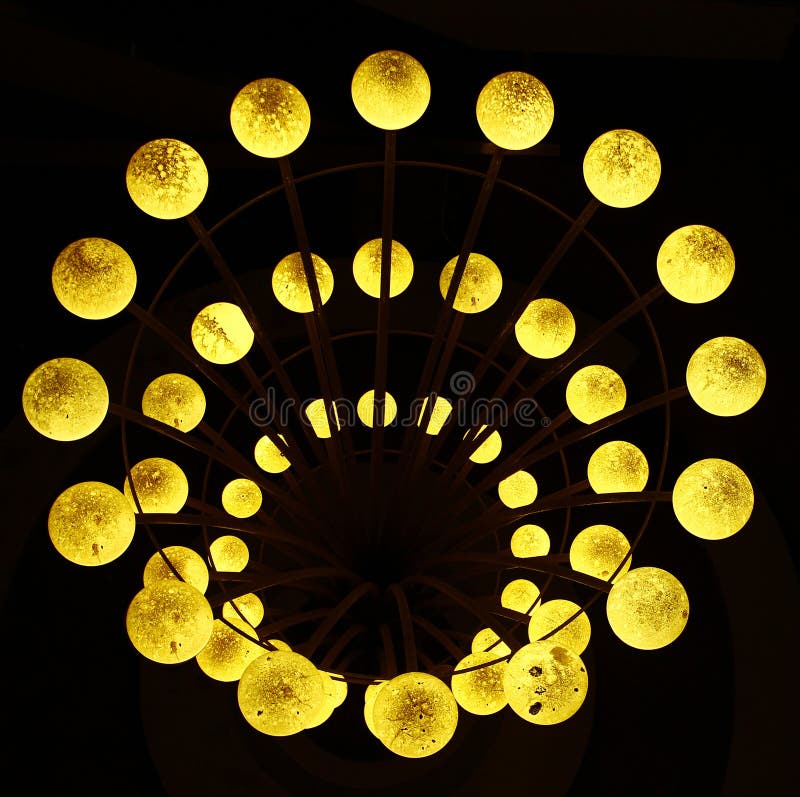 Globe Lights Glowing in Dark Stock Photo - Image of grunge, concrete ...