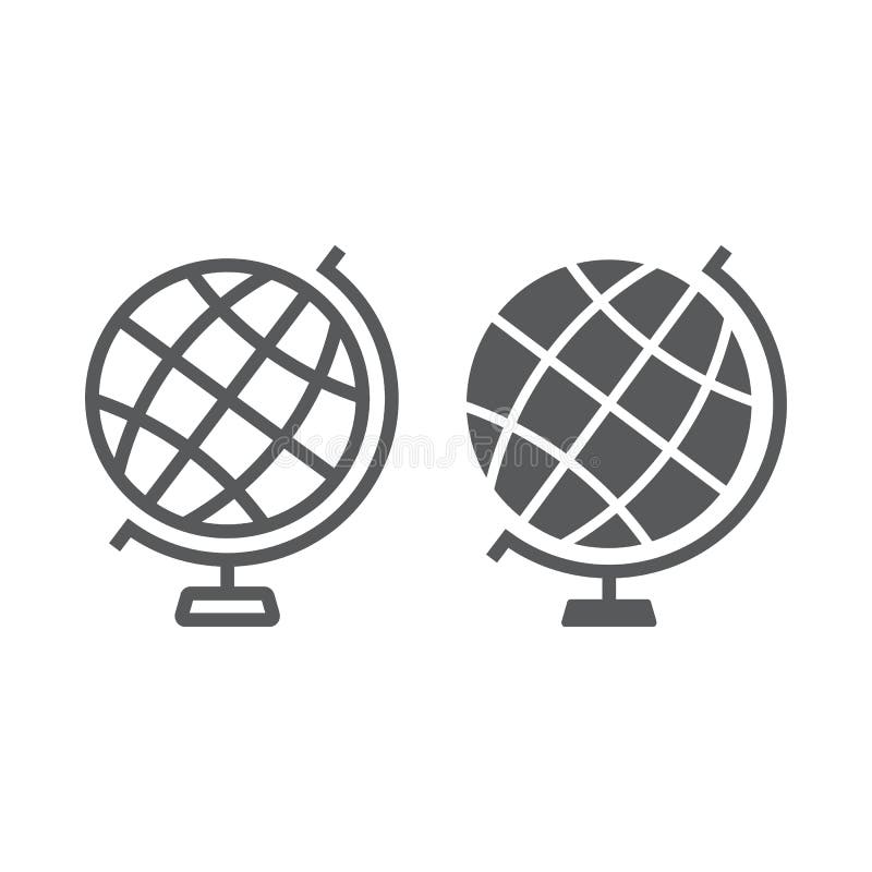 Globe Line and Glyph Icon, Earth and World, Geography Sign Vector ...