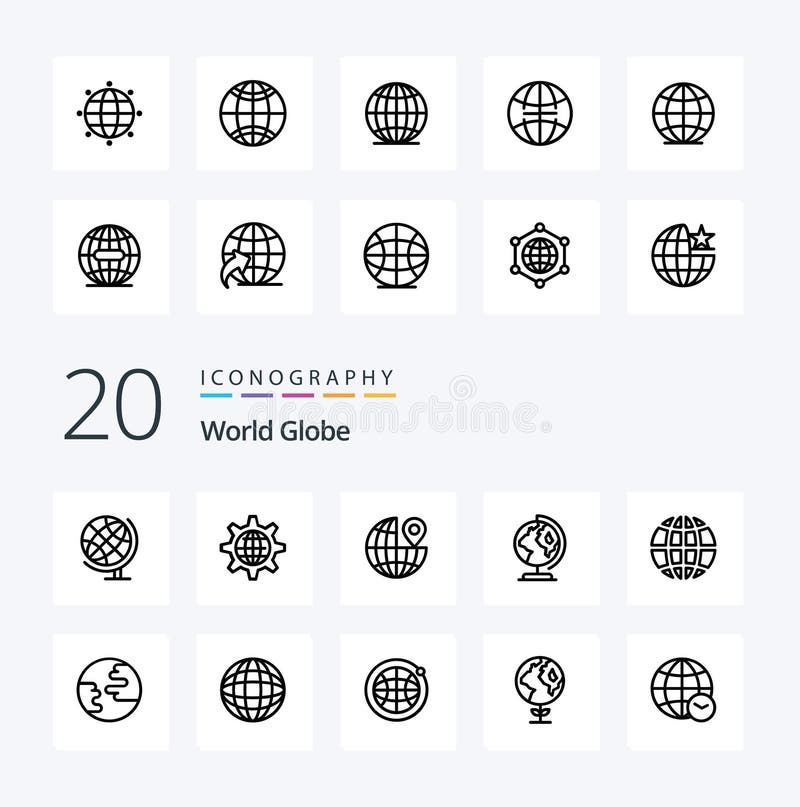 20 Globe Line Icon Pack Like World Global Globe Map Globe Stock Vector ...