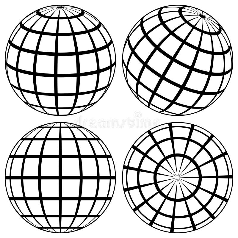 Globe Line Sphere Earth, Wire Global Grid, 3d Ball Planet Stock Vector ...