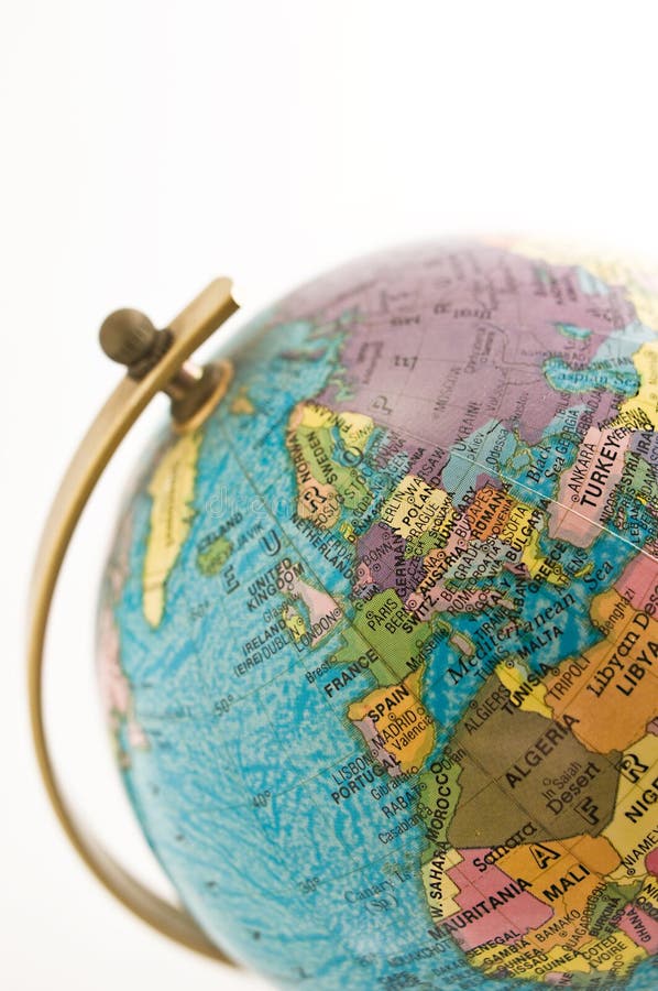 Globe on location (Europe) stock image. Image of reflection - 9998417