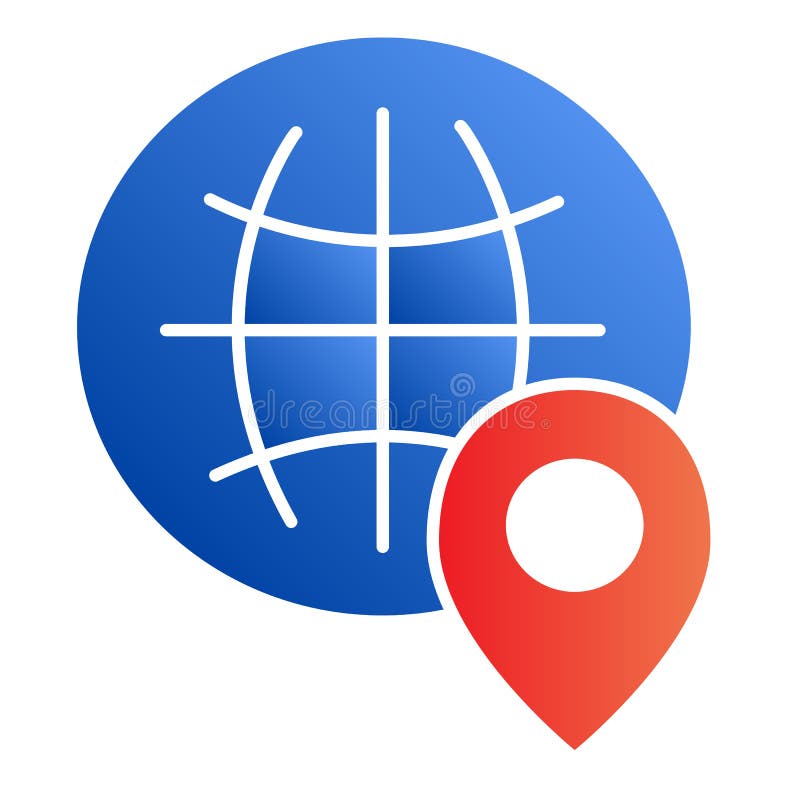 Globe Location Flat Icon. World Map with Location Pin Color Icons in ...