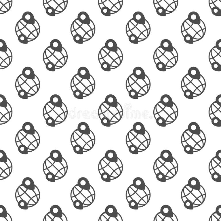 Globe and Location Pins Solid Seamless Pattern, Geo Navigation Theme ...