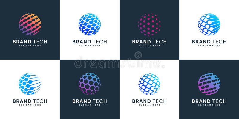 Globe Logo Collection with Technology Concept Premium Vector Part 3 Stock Vector - Illustration ...